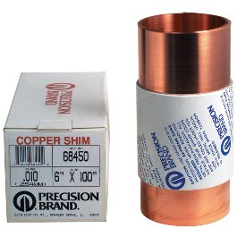 PRECISION BRAND 204-010 .001 X 6'' X 100'' COPPER SHIM STOCK ROLL ...