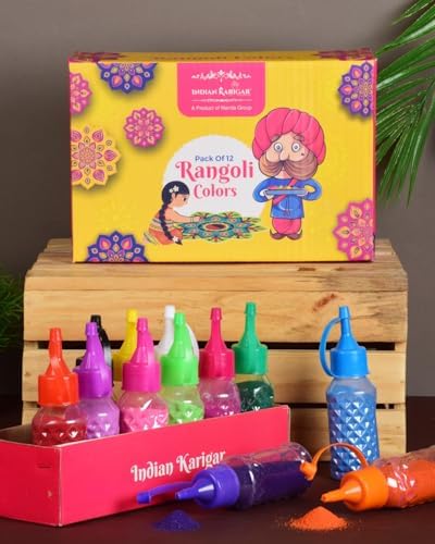 Buy Indian Karigar 12 Rangoli Colours for Floor Diwali Decoration Items ...