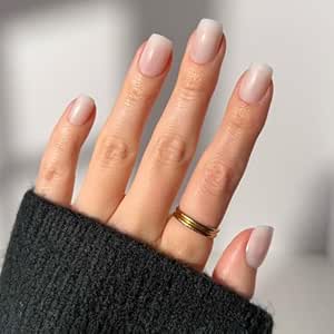 Amazon.com: Glamnetic Press On Nails - Short Squoval Fake Nails, Milky ...