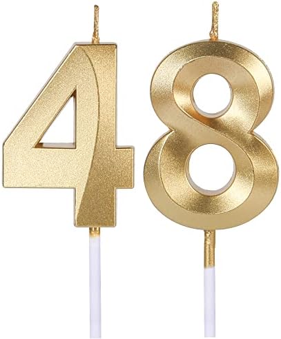 Amazon.com: Gold 45th & 54th Birthday Candles for Cakes, Number 45 54 ...