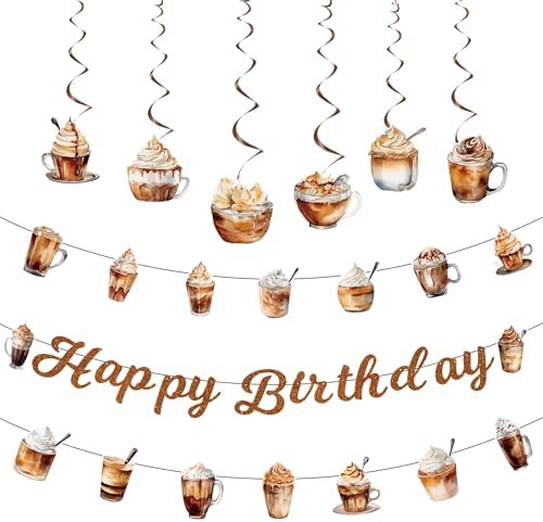 Amazon.com: Coffee Birthday Themed Party Decorations - 1pcs Glitter ...