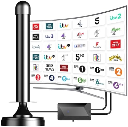 TV Aerial, Freeview Indoor TV Aerial with 560+ Miles Range 360 ...