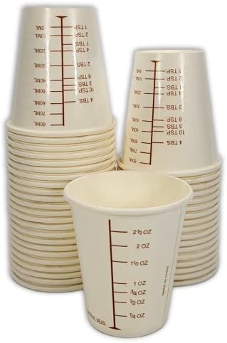 Amazon.com: 50 3oz Coated Paper Graduated Measuring Cups for Mixing ...