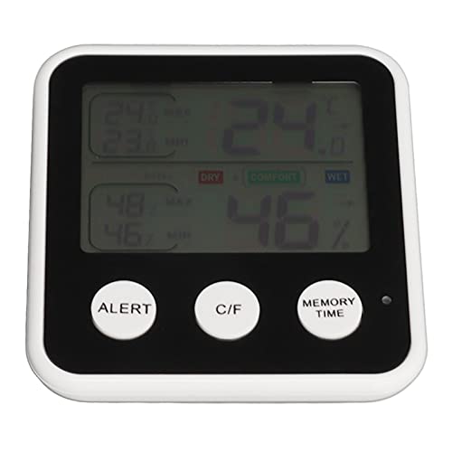 Digital Hygrometer, 3 Button Control 3.7in LCD Room Thermometer Battery ...