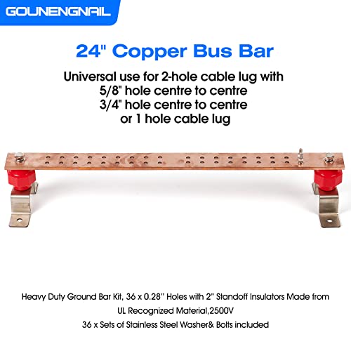 Multipurpose Grounding Bar 12-Inch Heavy Duty Copper Bus Bar Grounding ...