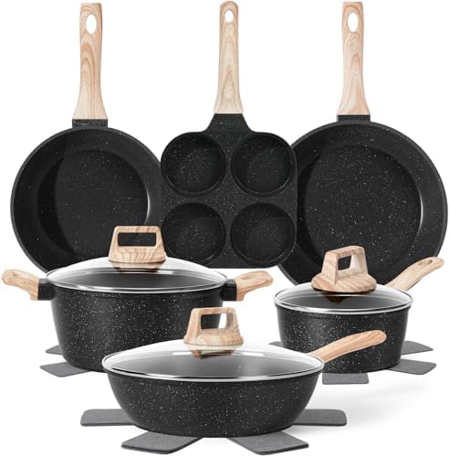 Amazon.com: 13 Pcs Pots and Pans Set, Nonstick Cookware Sets Black ...