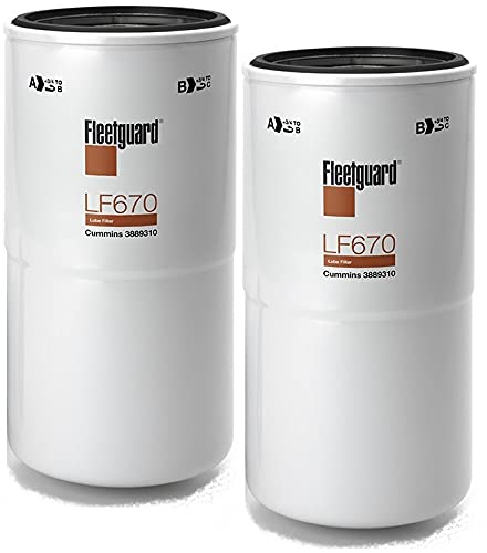 LF670 Fleetguard Lube, Full-Flow Spin-On (Pack of 2), Replaces Baldwin B95, Donaldson P550671 ...