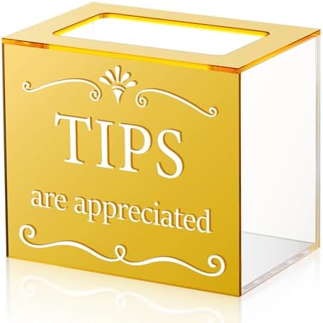 Amazon.com: Yamahiko Acrylic Tips Jar for Money, Gold Tip Box for ...