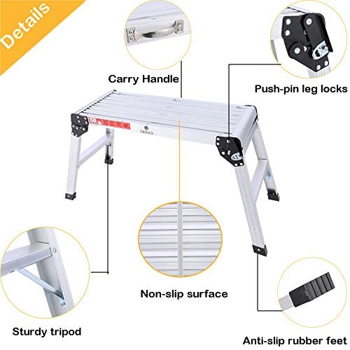 30" Extra Large Aluminium Work Platform, Folding Drywall Stool Bench ...