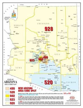 Wide World of Maps, Inc. Arizona Area Codes Map - 50 Count Thematic ...