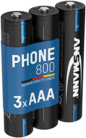 Ansmann AAA DECT Phone Batteries [Pack of 3] Long Lasting Low Self ...