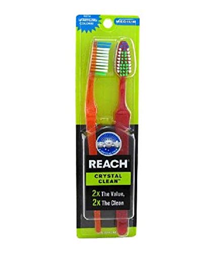 Amazon.com : Reach Crystal Clean Value Count Toothbrush, Medium, 2 ...