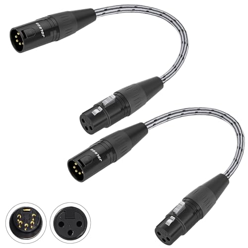 Snapklik.com : JOLGOO 5 Pin To 3 Pin DMX Lighting Cable 12inch 2-Pack