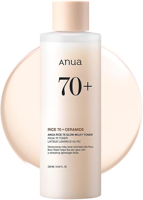 Amazon.com: Anua Rice 70 Glow Milky Toner, Glass & Dewy Skin, Hydrating ...