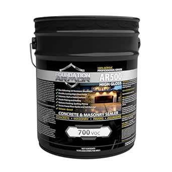 Armor AR500 Solvent-Based High Gloss Wet Look Acrylic Concrete Sealer and Paver Sealer (AR500-5 ...