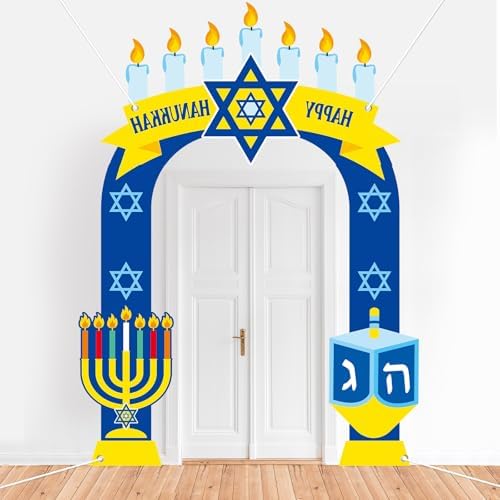 Amazon.com: 3PCS Happy Hanukkah Porch Banners Chanukah Door Decorations ...
