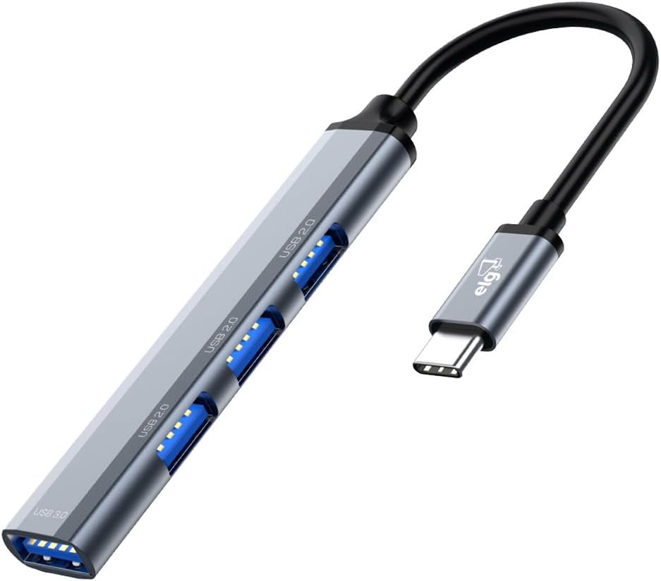 Adaptador HUB USB 4 em 1, Entrada Tipo-C, Com 4 Saídas USB-A, UBS 2.0 e ...