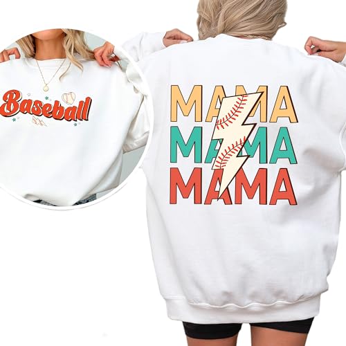 Amazon.com: Baseball Mama Sweatshirt, Oversize Sports Mom Crewneck ...