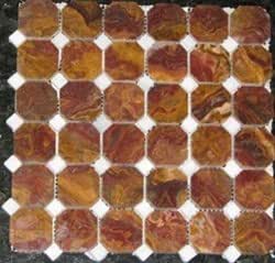 Amazon.com: 4x4 Sample of 2x2 Multi Red Onyx Octagon With White Dots ...