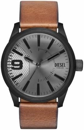 Amazon.com: Diesel Rasp Stainless Steel and Leather Three-Hand Analog ...