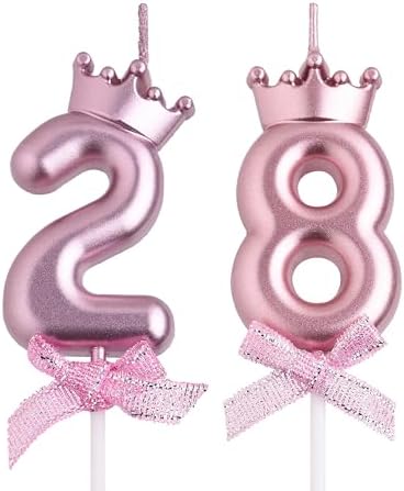 Amazon.com: AOOLADA 28th 82nd Birthday Candles, Rose Gold 82 28 Year ...