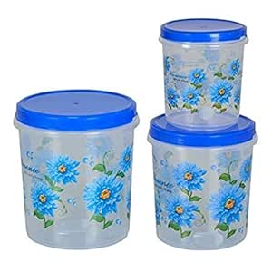 Plastic Storage Kitchen Container (Set of 3 Pcs) 2-3-5kg - 5000 ml ...