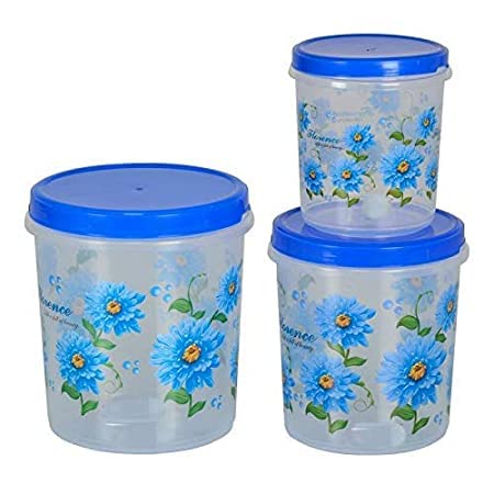 Plastic Storage Kitchen Container (Set of 3 Pcs) 2-3-5kg - 5000 ml ...