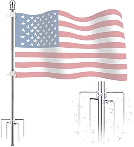 Amazon.com : Ground Flag Poles for Outside House inground, Black ...
