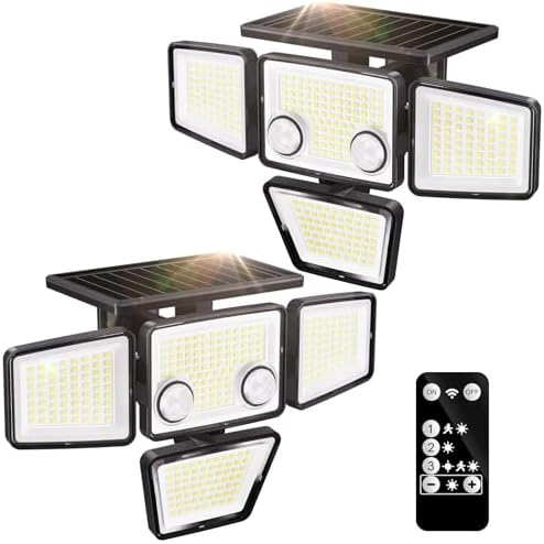K KASONIC Solar Dual-Sensor Outdoor Lights, 2500LM Flood Lights Outdoor ...
