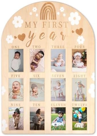 Amazon.com : PEUTIER Baby Picture Frame, My First Year Photo Display ...