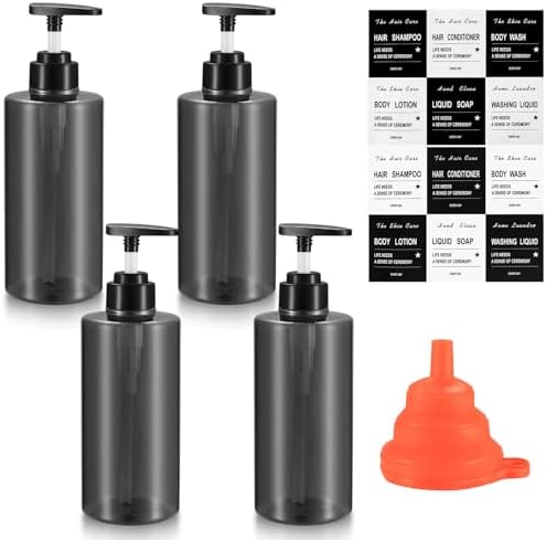 4 Pcs 500ML Pump Bottle Dispenser, Empty Shampoo Bottles with Pump ...