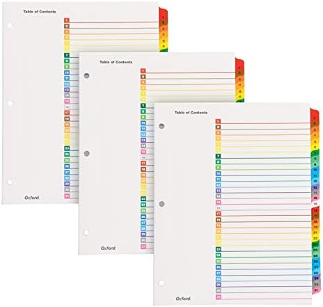 Cardinal Binder Dividers, Custom Printable Table of Contents, 52-Tab ...