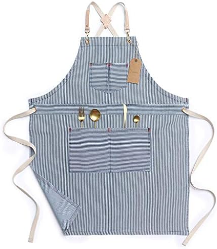Amazon.com: Jeanerlor Blue Striped Denim Aprons for Women and Men ...