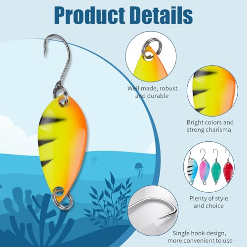 HOTUT Fishing Spoons Hard Baits, 12 PCS Lures Kit with Sequins Spinners ...
