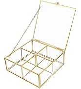 Amazon.com: HighFree Golden Vintage Glass Box, Clear Keepsake Box ...