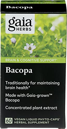 Gaia Herbs Bacopa - Brain and Cognitive Support Herbal Supplement - Made with Bacopa (Bacopa ...