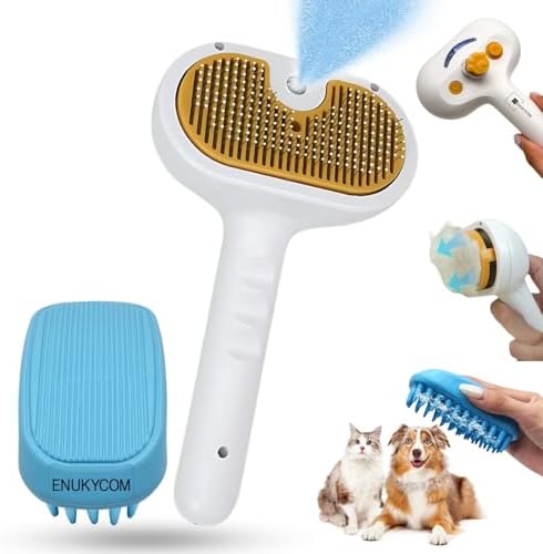 Amazon.com: Spray Cat Brush for Shedding, 3 in 1 Steam Cat Brush Remove Static Flying Hair Self ...