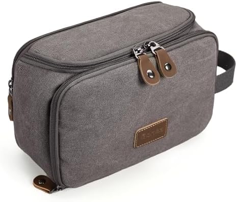 Amazon.com : Mactso Mens Travel Toiletry Bag Canvas Leather Cosmetic Makeup Organizer Shaving ...