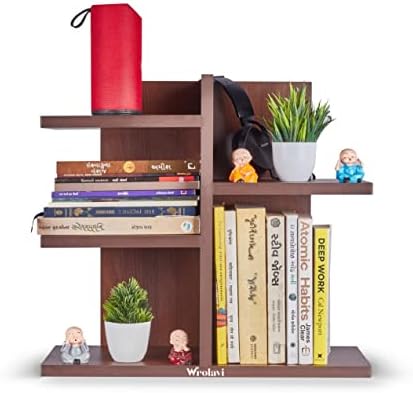Wrolavi® Wooden Book Rack, Space Saver Engineered Wood Book Shelf for ...