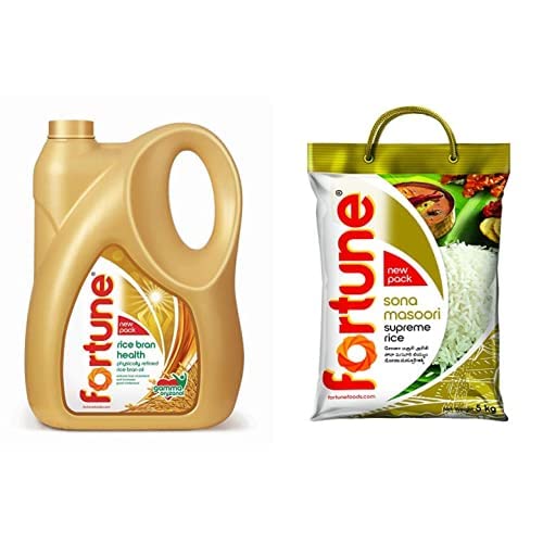 Fortune Rice Bran Health Oil, 5l Jar & Fortune Sona Masoori Supreme ...