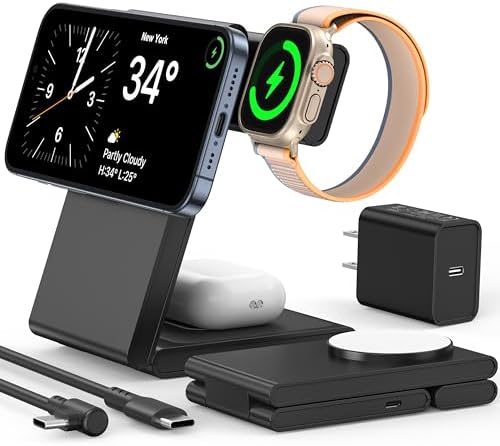 Amazon.co.jp: 3-in-1 Magsafe Charger, Wireless Charger, Foldable ...