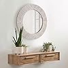 Amazon.com: Farmhouse Wood Circle Wall Mirror - 22 Inch Round ...