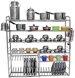 OSE Kitchen Dish Rack | Wall Mounted | 5 Shelves | Stainless Steel ...