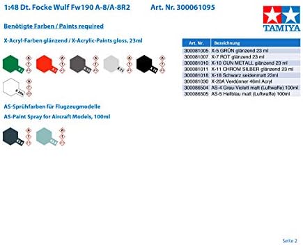 Tamiya 61095 1/48 Focke-Wulf FW190 A-8/A-8 R2 Plastic Model Airplane ...