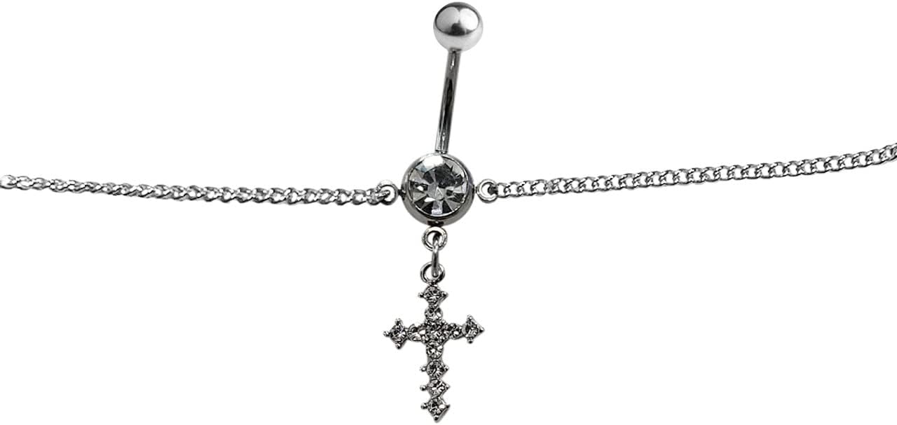Amazon.com: Luxe Modz 14G Belly Button Ring Body Chain Surgical Steel ...