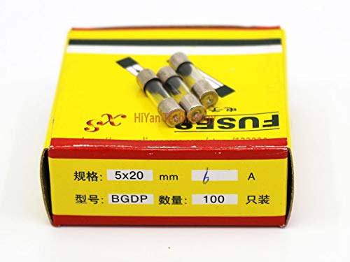 (100pcs/lot) 520MM 6A Fuses Fast Quick Blow Glass Tube Fuse 5x20mm 250V ...