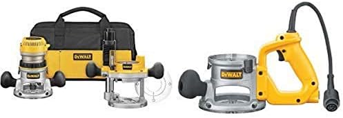 DEWALT DW618PKB 2-1/4 HP EVS Fixed Base/Plunge Router Combo Kit with ...