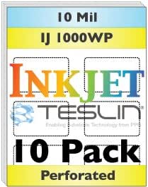 Amazon.com : Perforated Inkjet Teslin® Synthetic Paper - 10 Sheets ...