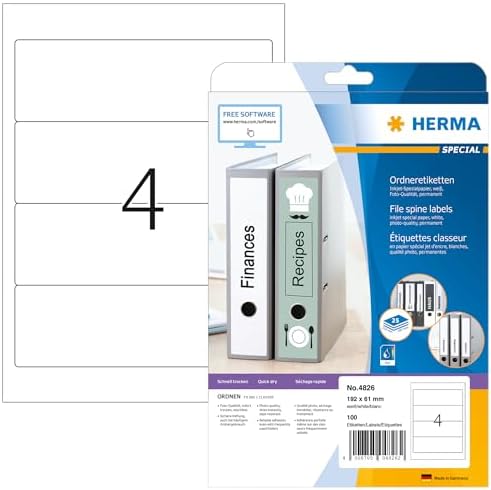 TopStick Self Adhesive Spine Labels, 4 Labels per A4 Sheet, 100 Sheets ...