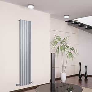 Silver Vertical Round Tube Designer Radiator 1600 X 354mm 4012 BTUs ...